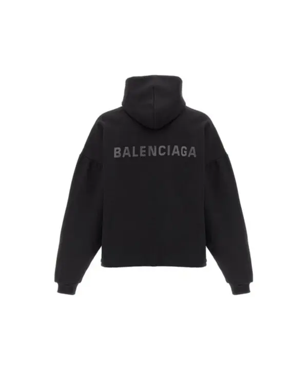 Balenciaga Logo Embellished Hoodie - Black