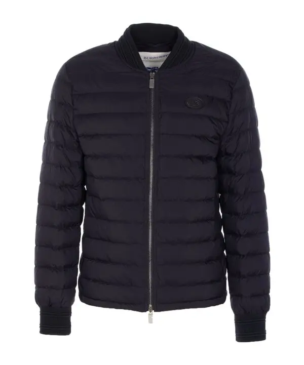 Burberry Logo Detail Zip-up Padded Bomber Jacket - Black