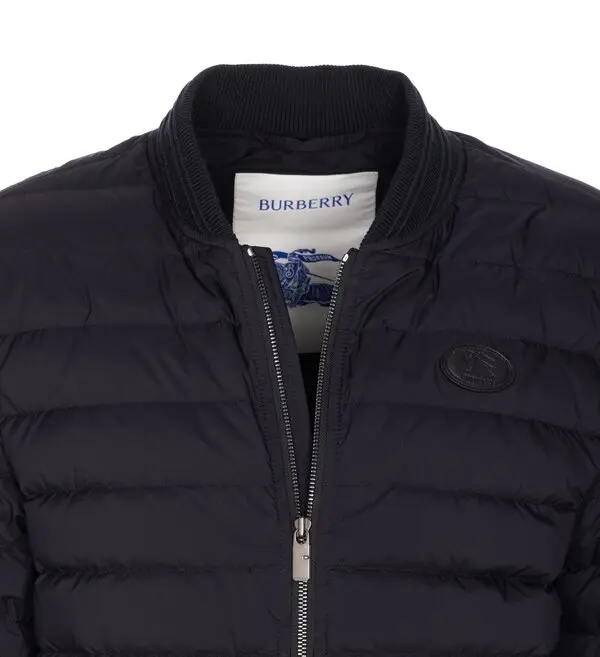 Burberry Logo Detail Zip-up Padded Bomber Jacket - Black