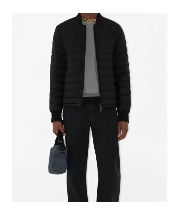 Burberry Logo Detail Zip-up Padded Bomber Jacket - Black