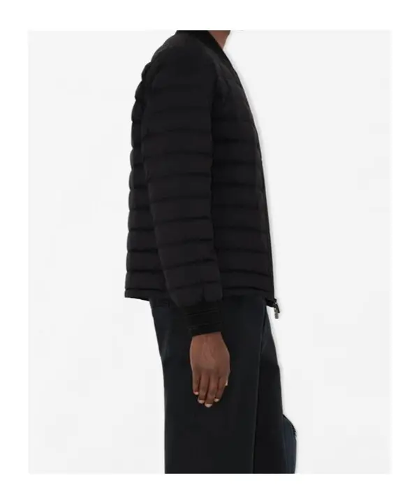 Burberry Logo Detail Zip-up Padded Bomber Jacket - Black