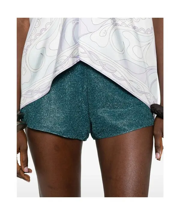 Oseree Lumière Sequined Tailored Shorts - Peacock