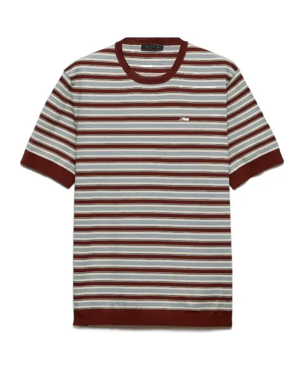 Prada Striped Cotton Sweater - Rust