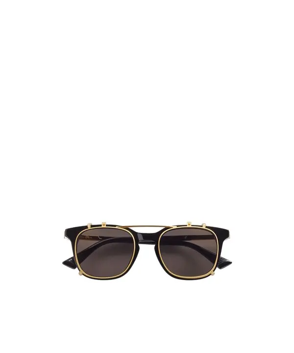 Bottega Veneta Classic Square Clip-on Sunglasses - Black