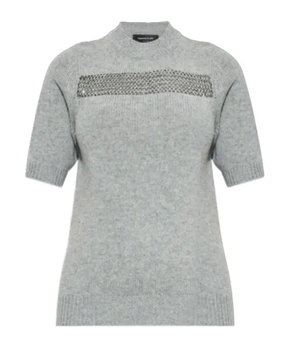 Fabiana Filippi Short Sleeve Turtleneck Sweater With Sequins
