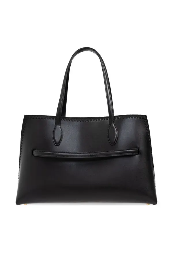TOTEME Embroidered Leather Tote Bag - Black