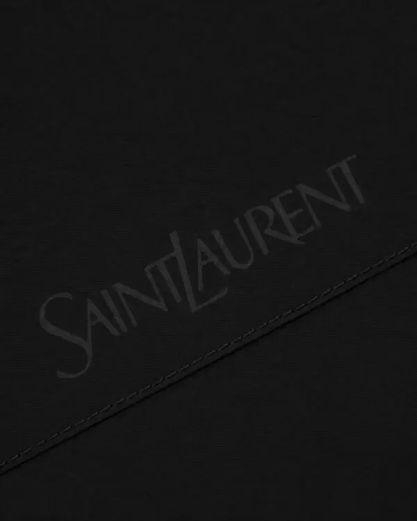 Saint Laurent Logo Embroidered Zip-up Blouson - Black