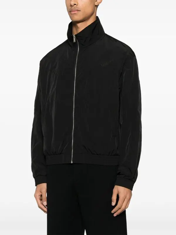 Saint Laurent Logo Embroidered Zip-up Blouson - Black