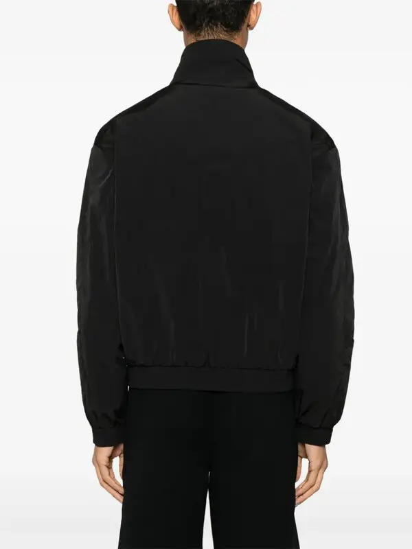 Saint Laurent Logo Embroidered Zip-up Blouson - Black