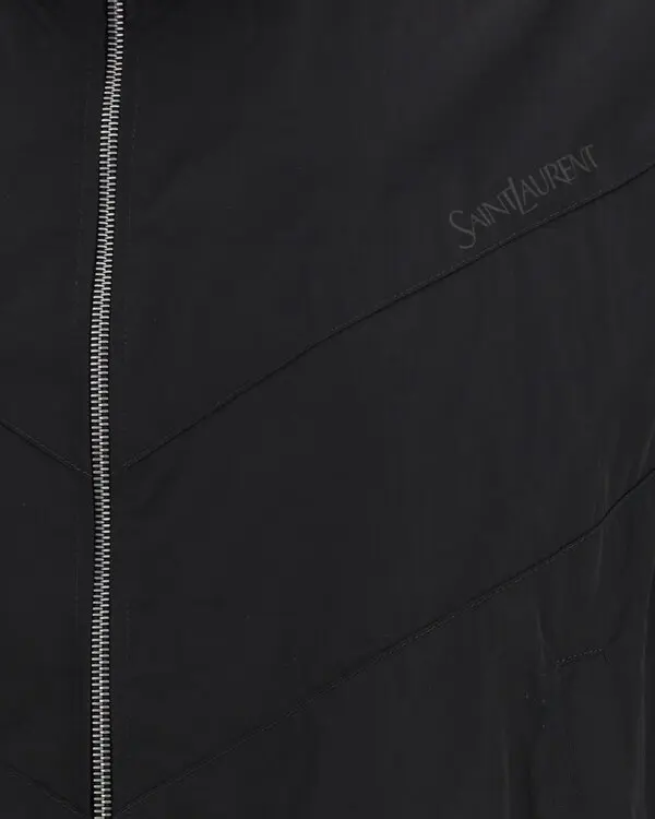 Saint Laurent Logo Embroidered Zip-up Blouson - Black