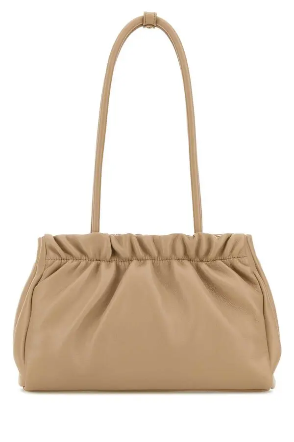 Prada Logo Plaque Ruched Shoulder Bag - Sand-colored