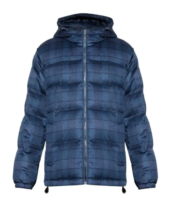 Etro Check Motif Down Jacket - Blue