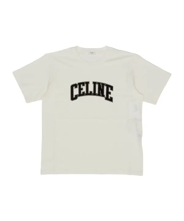Celine Loose T-shirt In Cotton Jersey - Off-white/black
