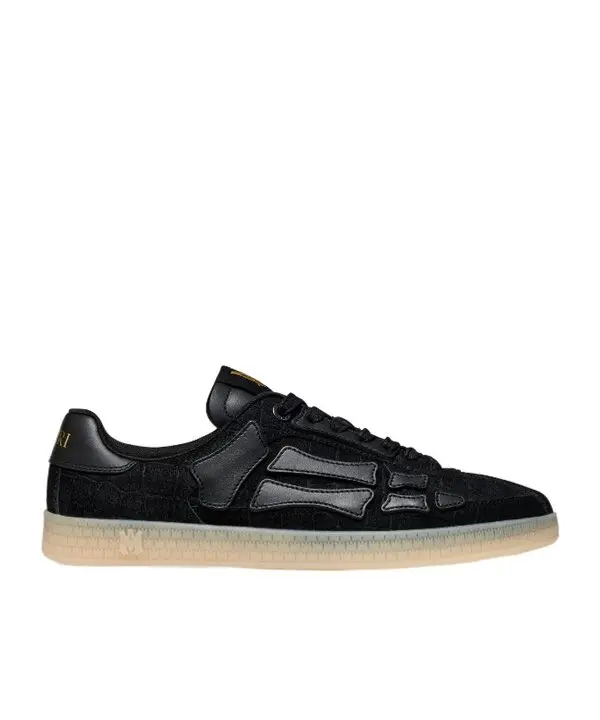 Amiri Croc Embossed Pacific Bones Sneakers - Black