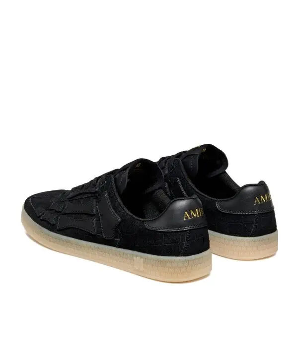 Amiri Croc Embossed Pacific Bones Sneakers - Black