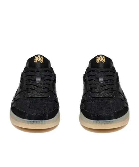 Amiri Croc Embossed Pacific Bones Sneakers - Black