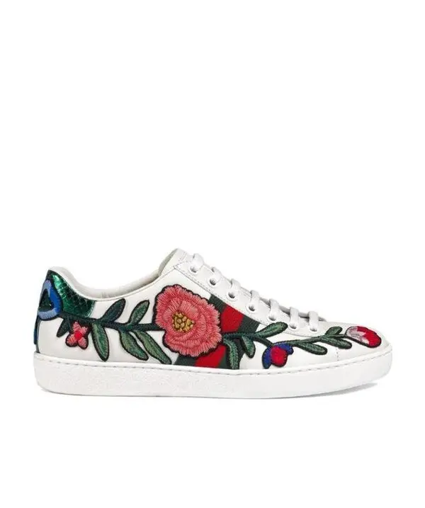 Gucci Ace Embroidered Floral Sneakers - White