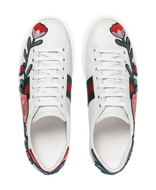 Gucci Ace Embroidered Floral Sneakers