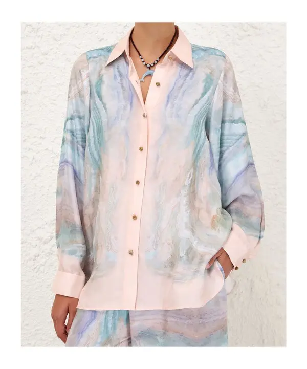 Zimmermann Illuminate Relaxed Shirt - Blue-agate