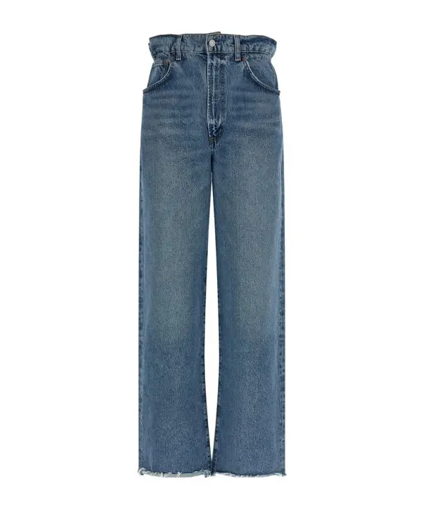 AGOLDE Paperbag Wide-leg Jeans With Frayed Hems - Blue