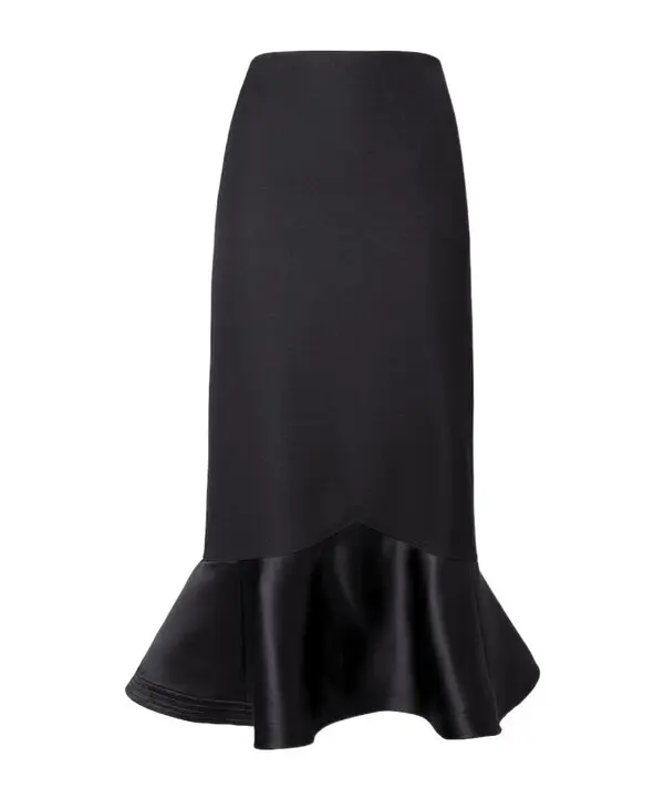 Fendi High Waist Peplum Hem Midi Skirt