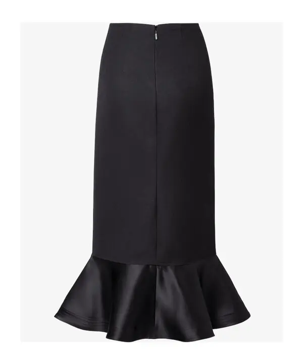 Fendi High Waist Peplum Hem Midi Skirt