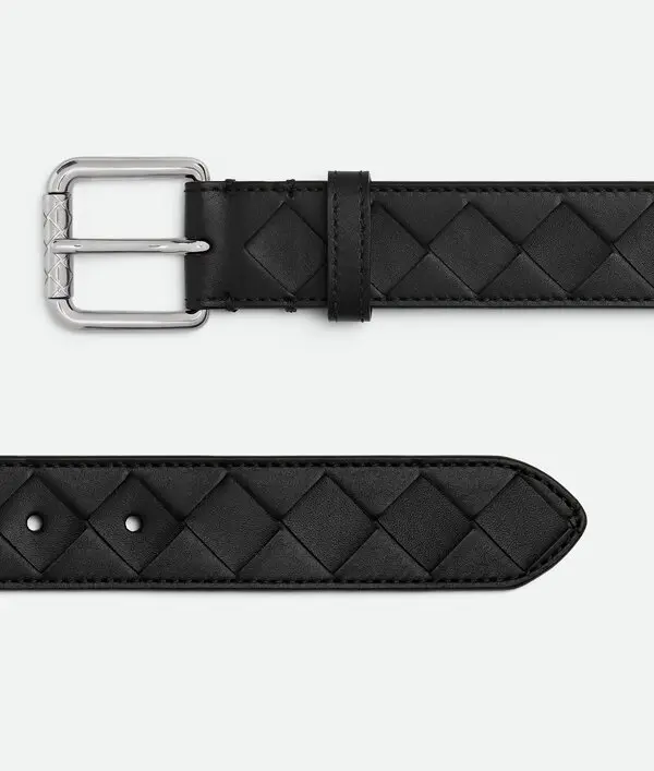 Bottega Veneta Intrecciato Leather Belt - Black