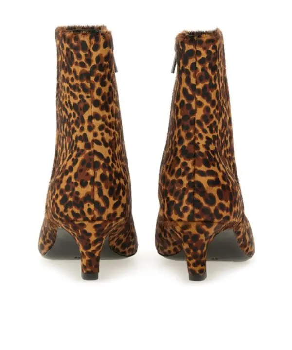 Ash Leopard Print Ankle Boots With Kitten Heel - Brown
