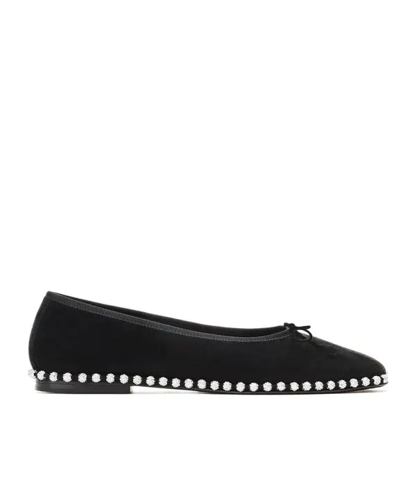 Alexander Wang Crystal Ball Chain Trim Ballet Flats - Black