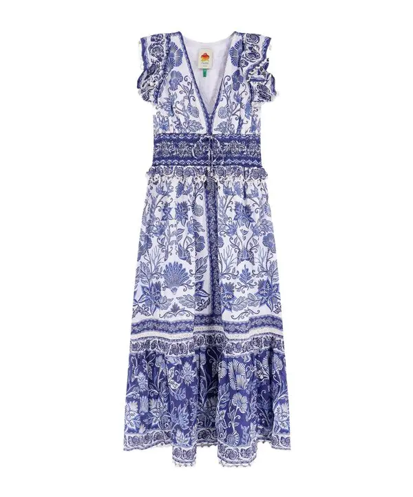 Farm Rio Printed V-neck Maxi Dress