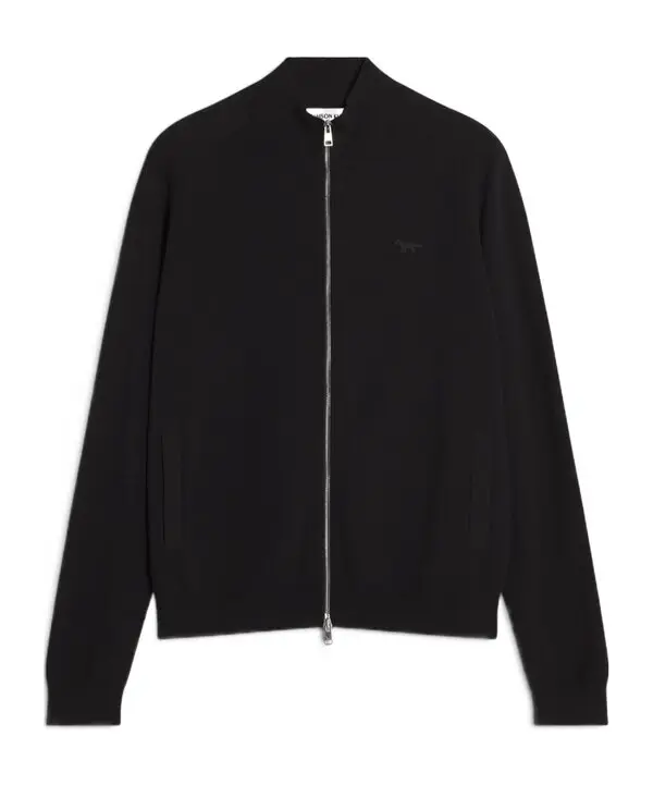 Maison Kitsuné Zip-up Knitted Cardigan - Black