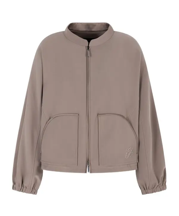 Emporio Armani Zip-up Logo Embroidered Jacket