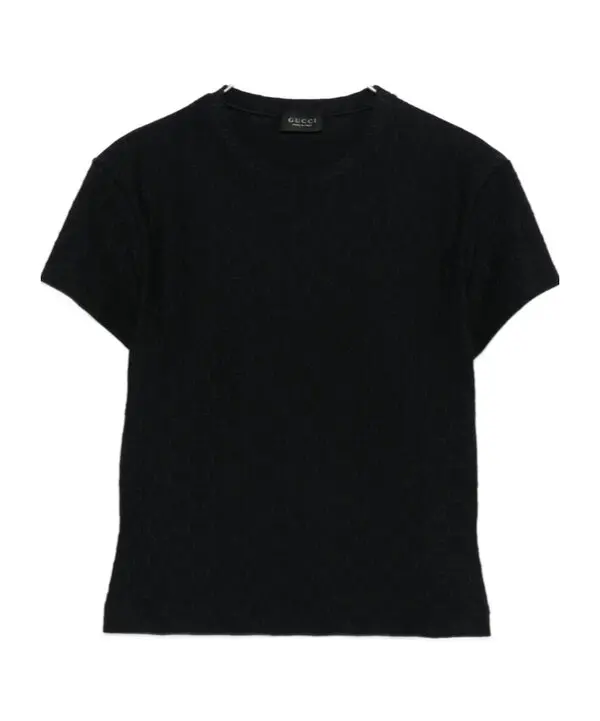 Gucci Monogram Embossed Short Sleeve T-shirt - Black