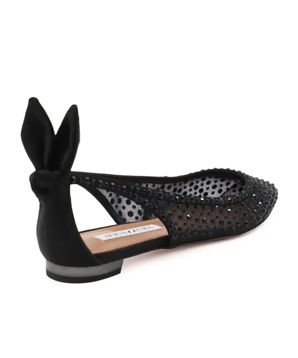AQUAZZURA Embellished Bow Detail Tulle Flats