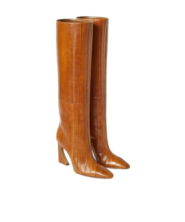 Fendi Beige Hagfish Leather Boots With Metal Details - Brown
