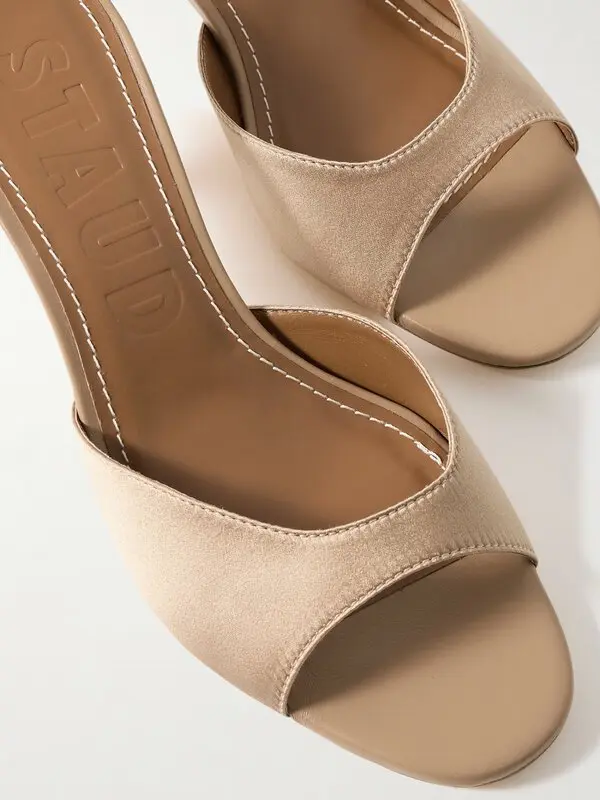 Staud Brigitte Kitten Heel Sandals - Beige