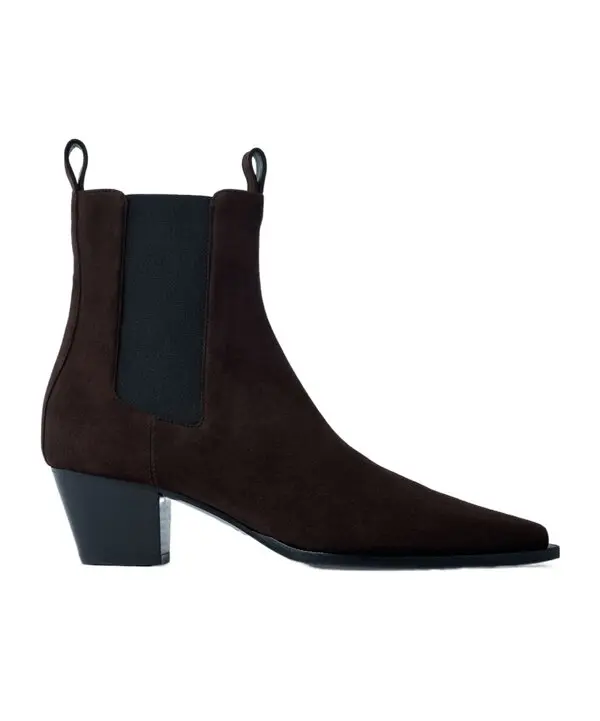 TOTEME Square Toe Pull-on Ankle Boots With Block Heel - Dark Brown