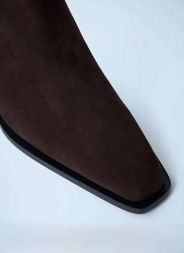 TOTEME Square Toe Pull-on Ankle Boots With Block Heel - Dark Brown