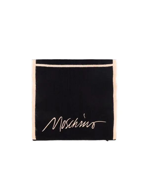 Moschino Embroidery Striped Scarf - Black