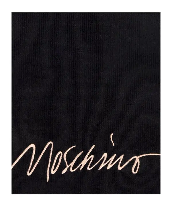 Moschino Embroidery Striped Scarf - Black