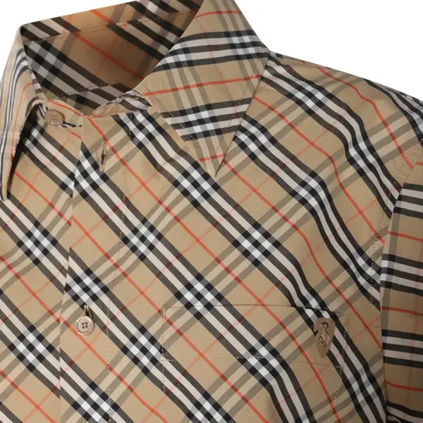 Burberry Checked Cropped Short Sleeve Shirt