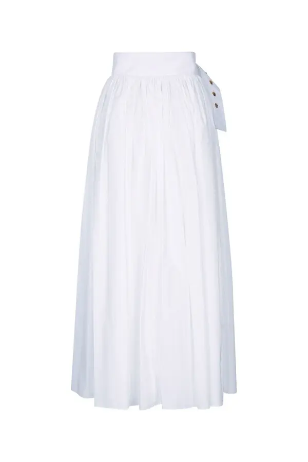 Celine Pleated Cotton Poplin Midi Skirt