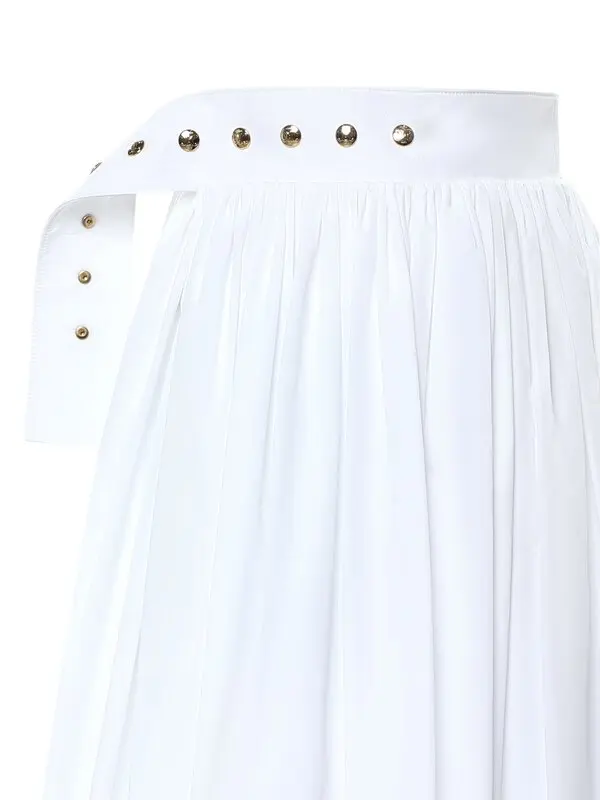 Celine Pleated Cotton Poplin Midi Skirt