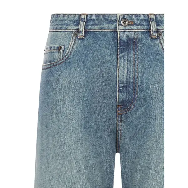 Miu Miu Wide Leg Stonewashed Denim Jeans - Navy Blue