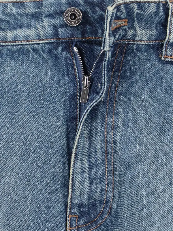 Miu Miu Wide Leg Stonewashed Denim Jeans - Navy Blue