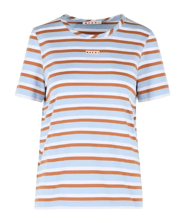 Marni Striped Logo Patch T-shirt - Blue