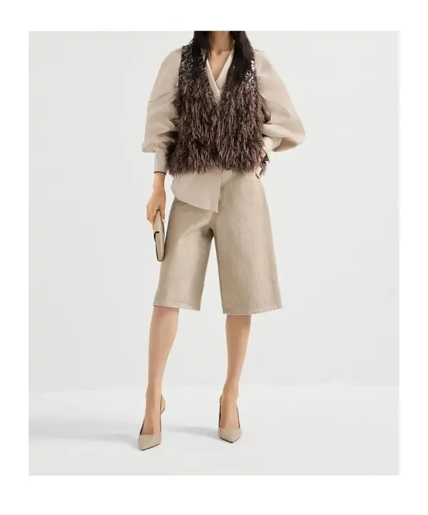 Brunello Cucinelli Sequin Embellished Feather Vest - Black