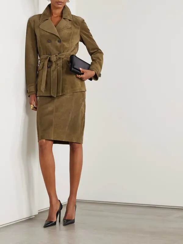 TOM FORD Suede Midi Skirt