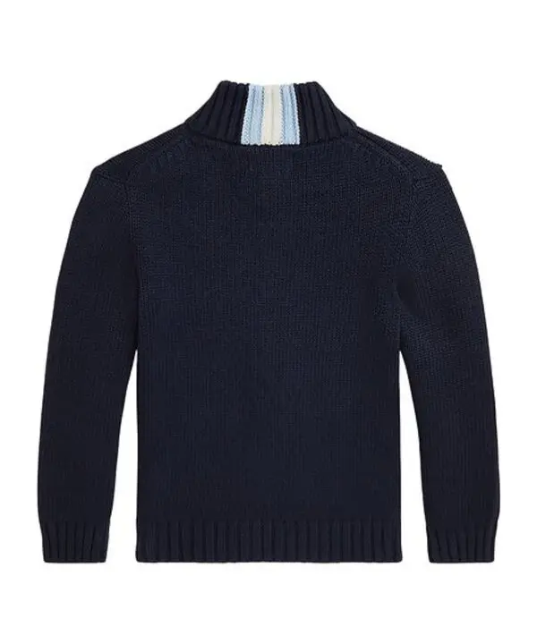 Polo Ralph Lauren Zip-up Cardigan With Ribbed Edges