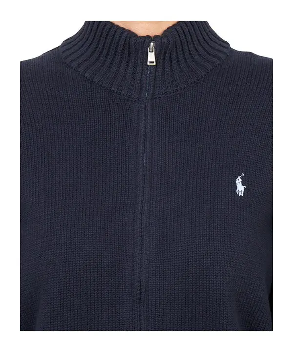 Polo Ralph Lauren Zip-up Cardigan With Ribbed Edges